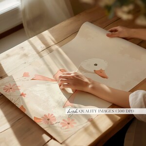 Cute Duck Print, Beige Nursery Decor, Digital Print, Girls Wall Decor ...
