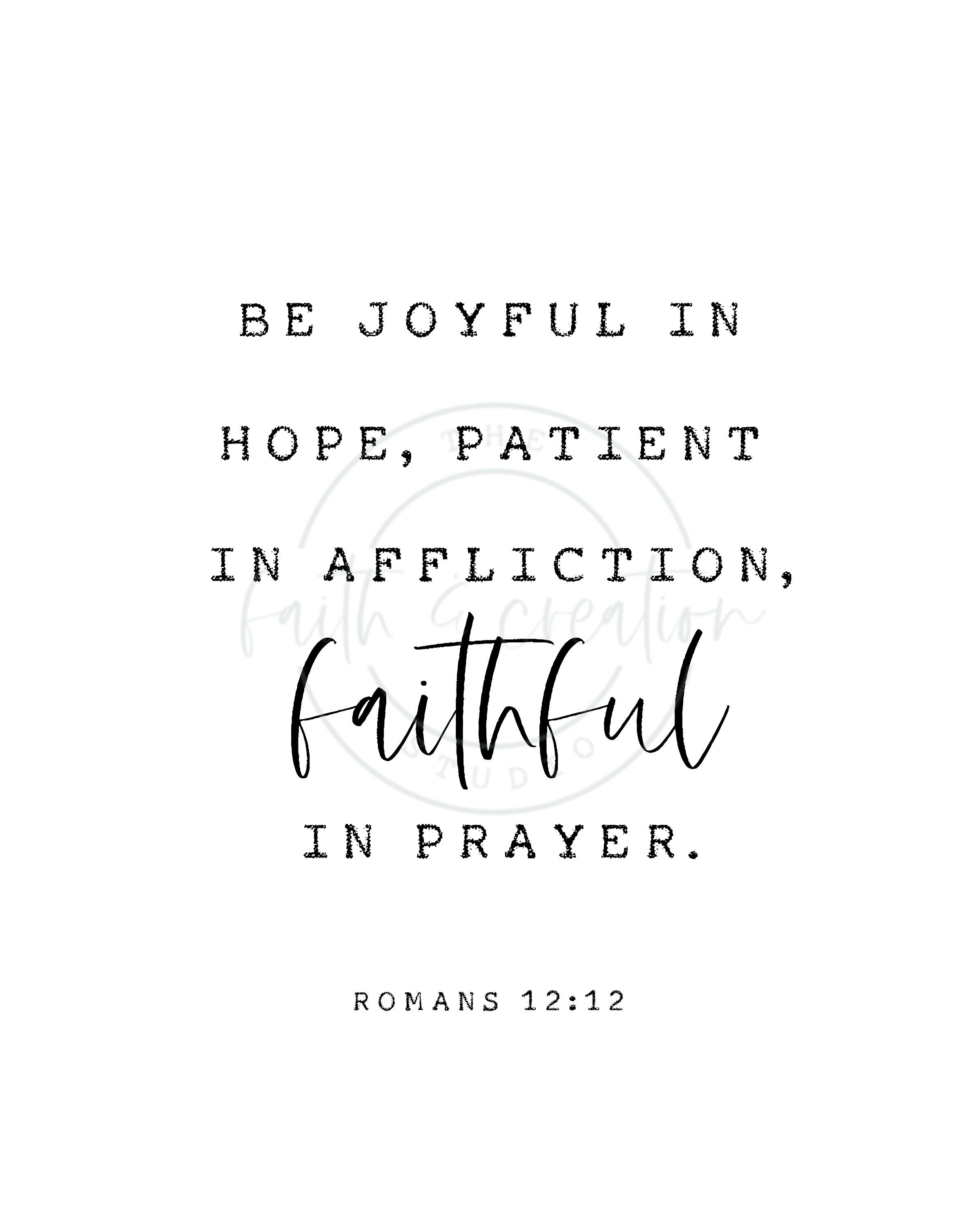 Romans 12 12 Bible Verse Wall Art Bible Verse Christian | Etsy
