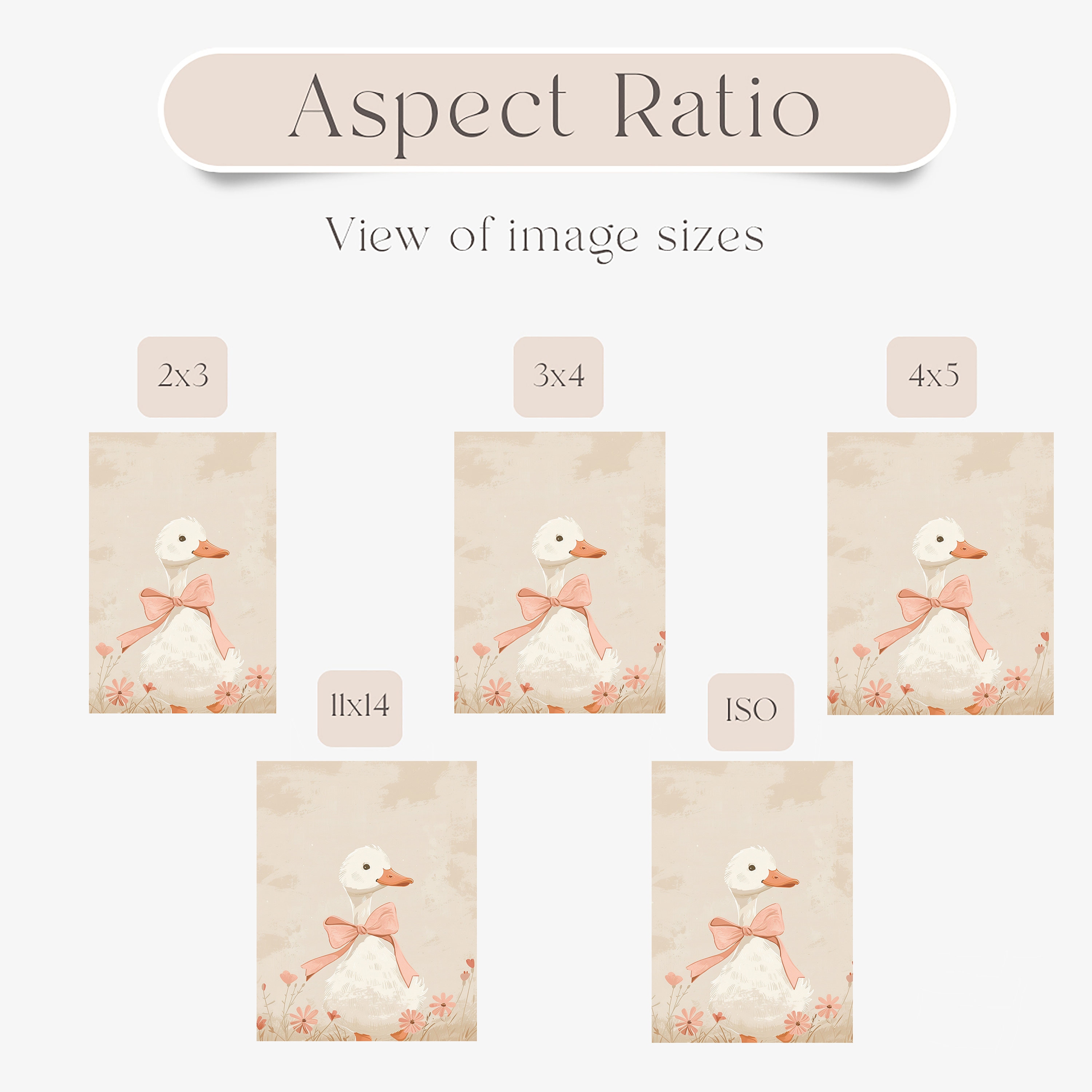 Cute Duck Print, Beige Nursery Decor, Digital Print, Girls Wall Decor ...