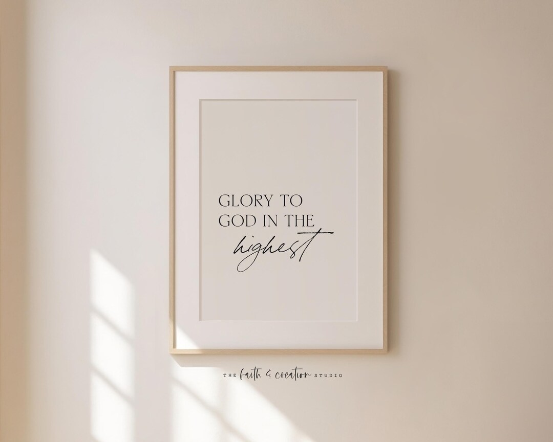 Christmas Decor, Printable Wall Art, Glory to God, Modern Christmas ...
