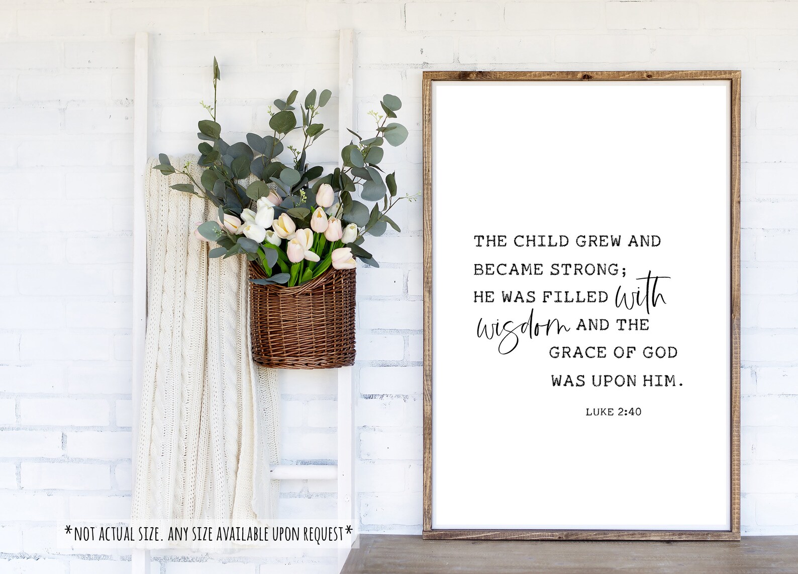 Bible Verse Luke 2 40 and the Child Grew Wall Art - Etsy