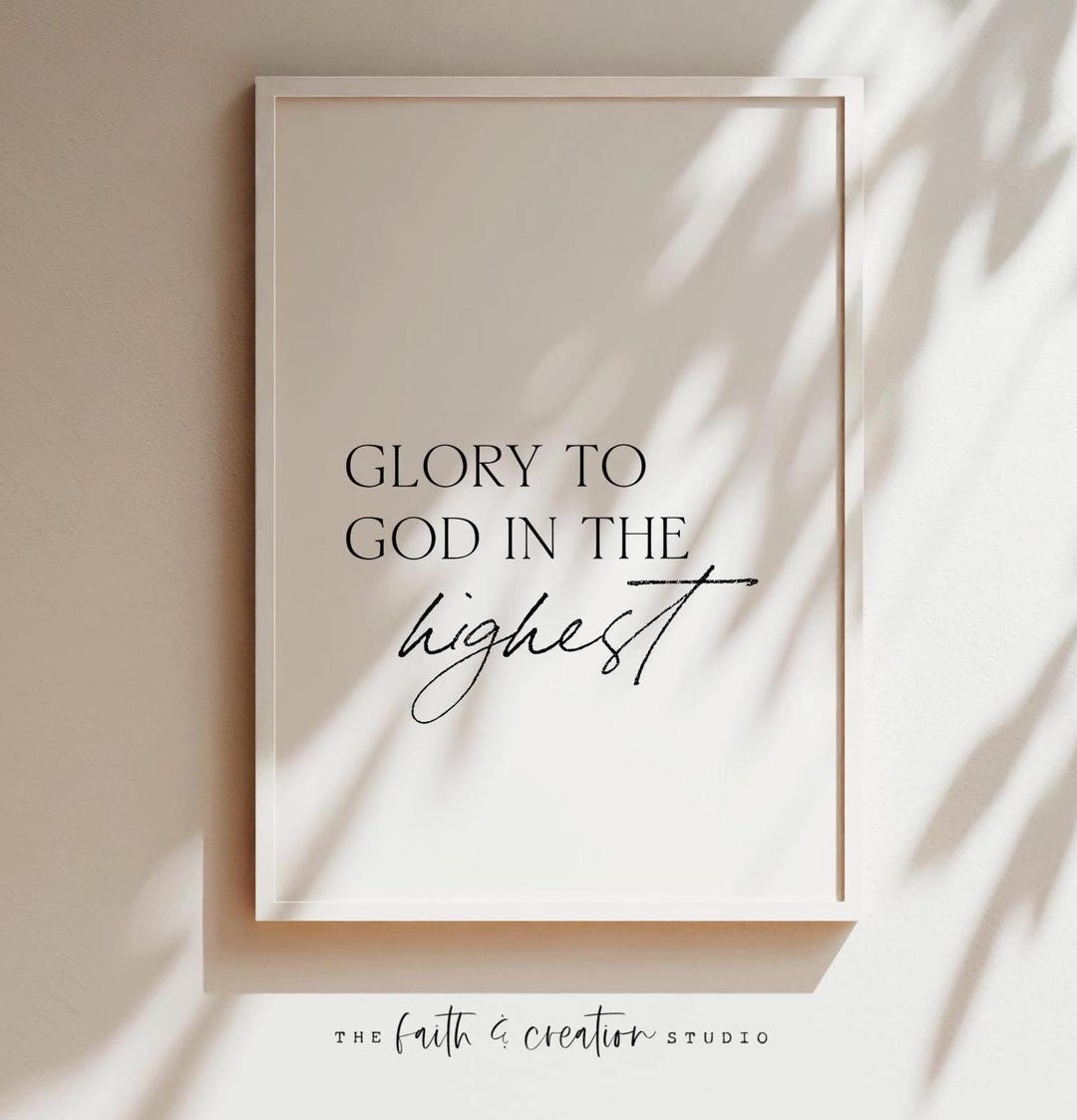 Christmas Decor, Printable Wall Art, Glory to God, Modern Christmas ...