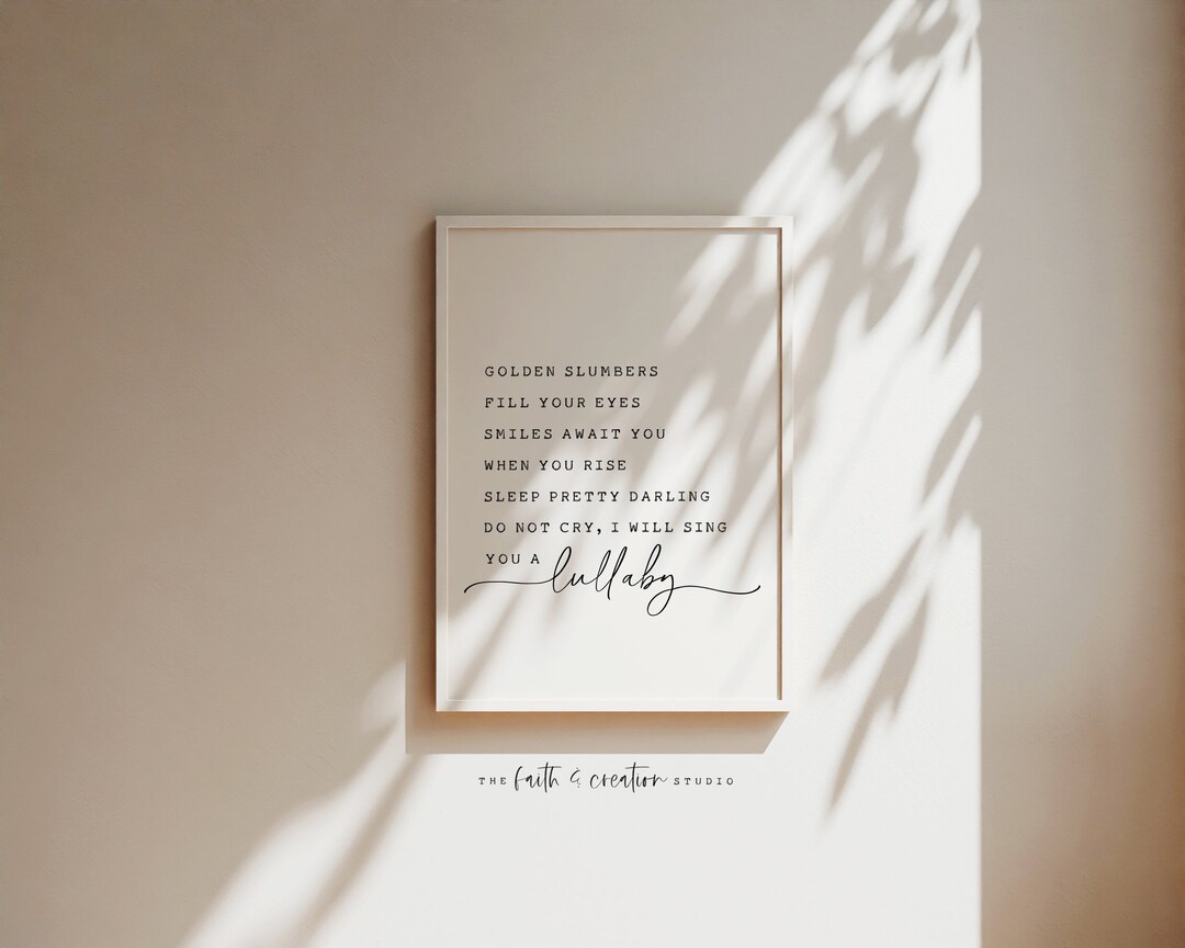 Golden Slumbers, Nursery Decor, Nursery Wall Art, Beatles Lyrics ...
