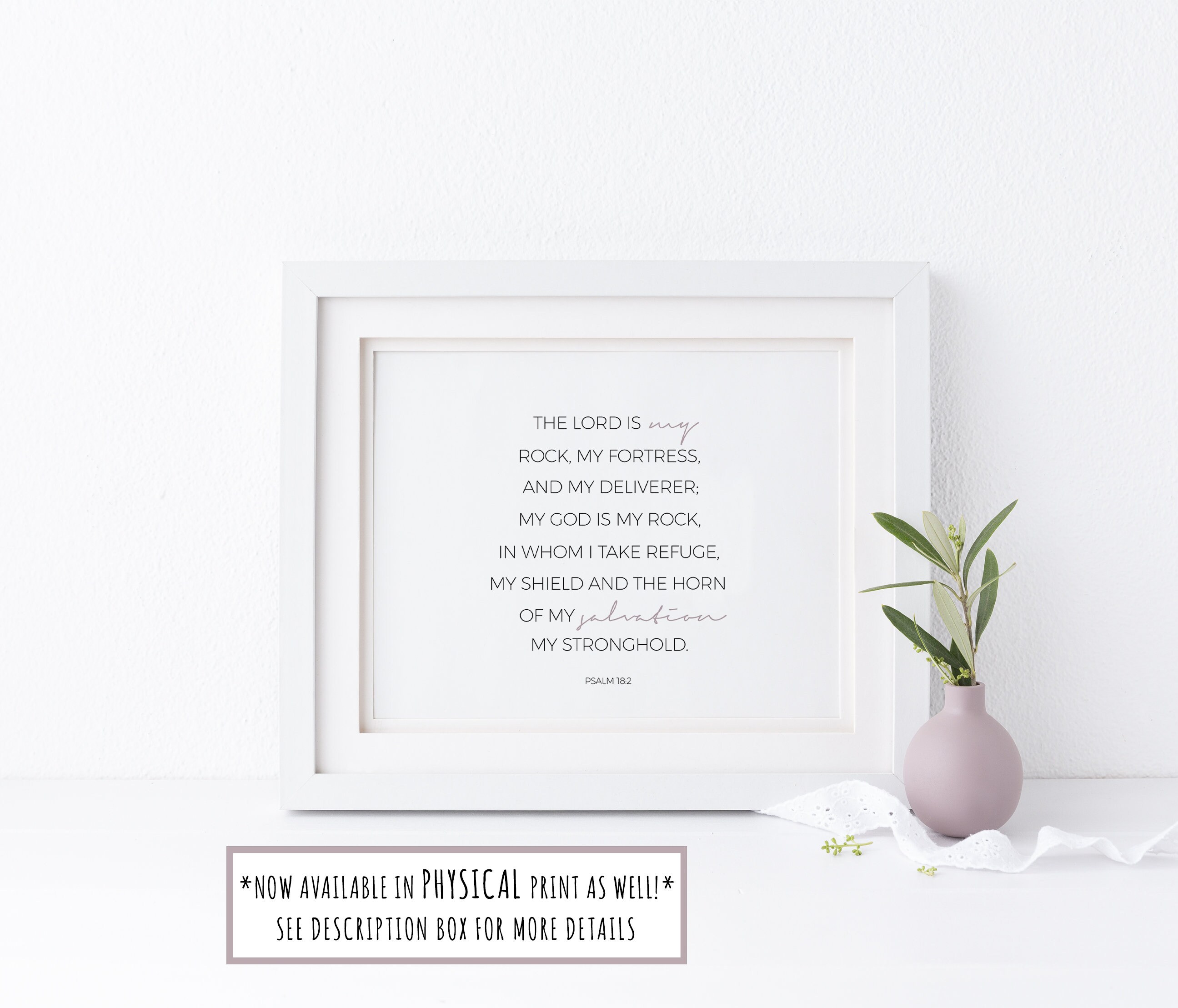 The Lord Is My Rock Psalm 18 2 Bible Verse Scripture Psalm | Etsy