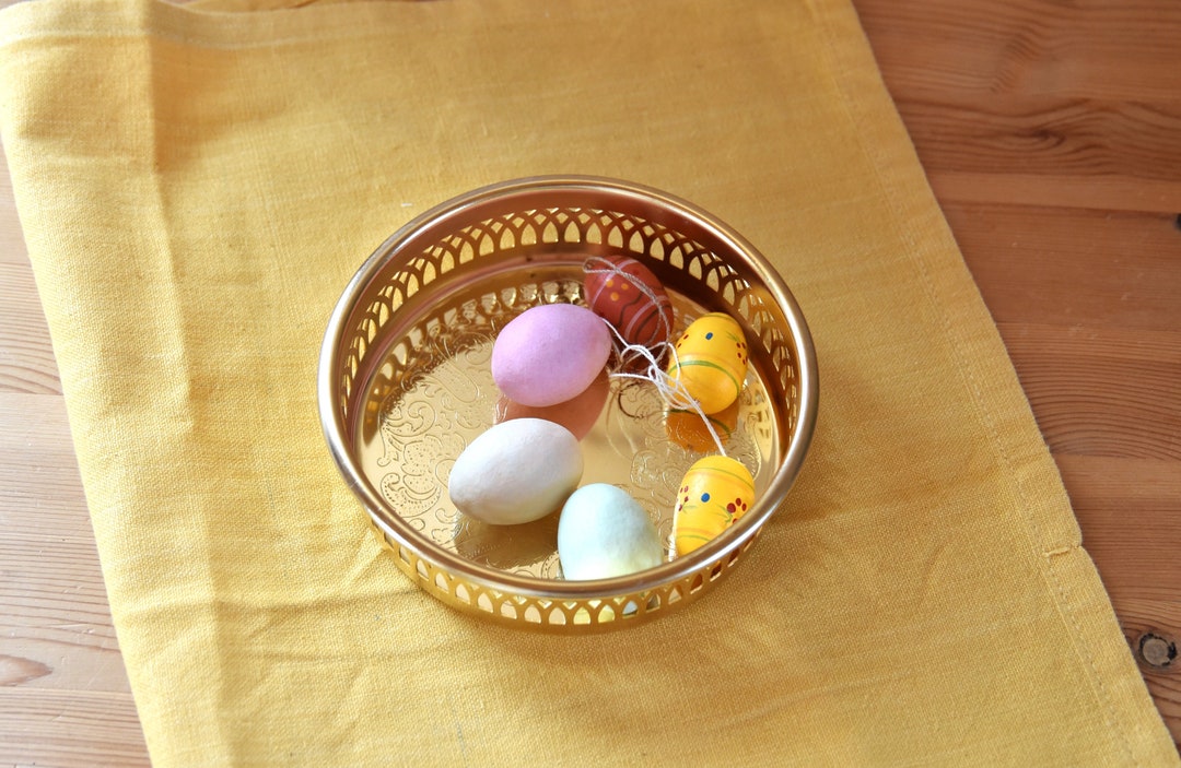 Gold-plated Small Scandia Tray, Round Tray From Sweden, Bowl, Block ...