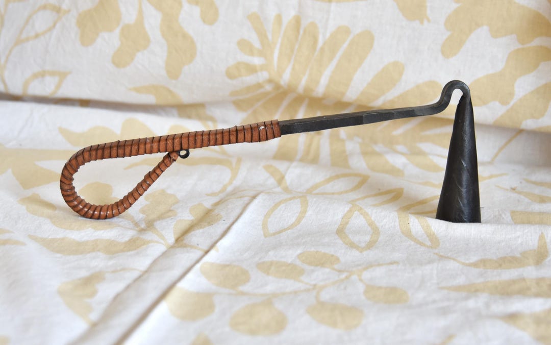 Handmade Rustic Cast Iron Candle Snuffer With Leather Handle, Snuff Cap ...