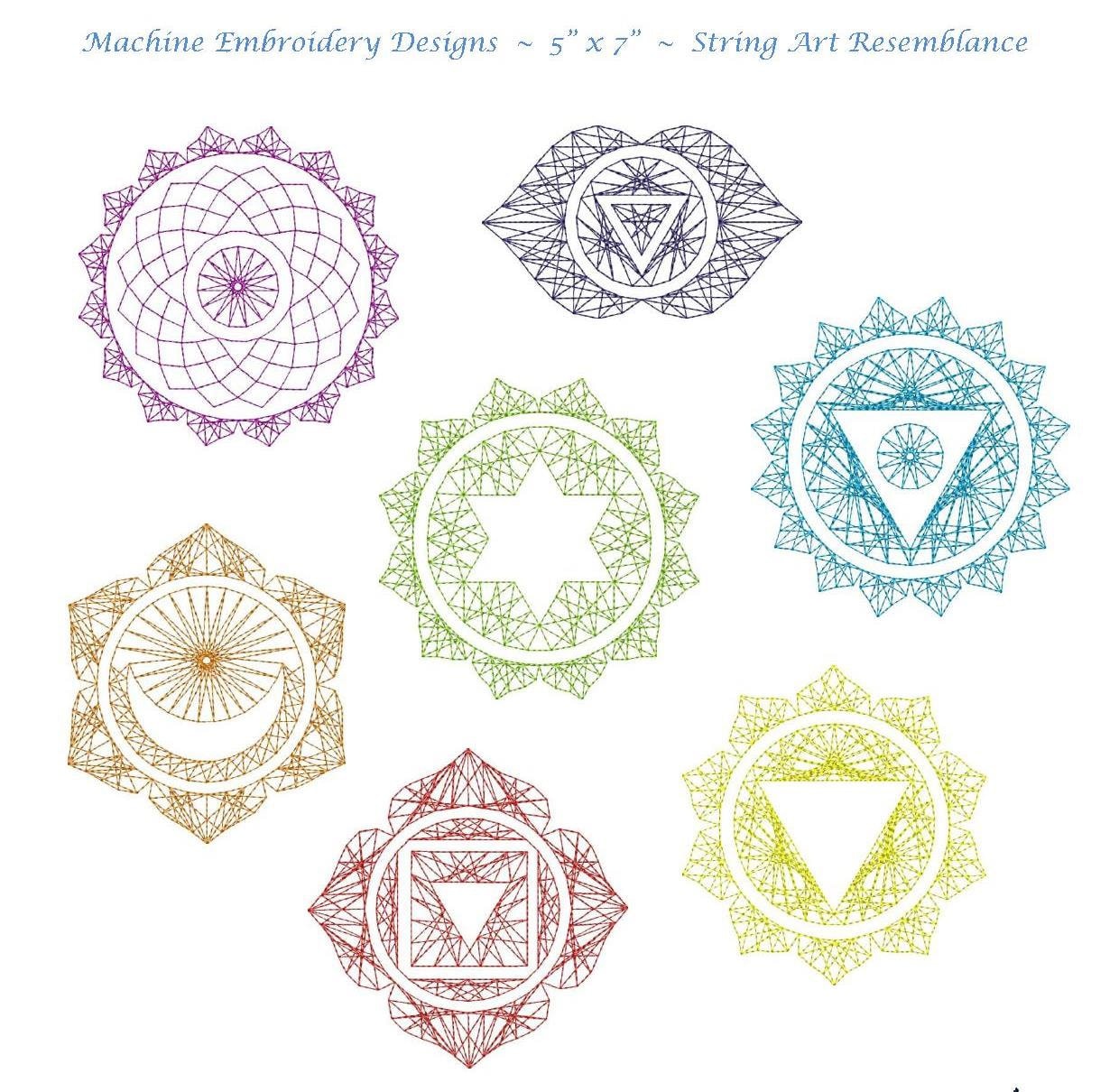 7 Chakras Machine Embroidery Designs String Art Resemblance 5 X 7 Hoop ...
