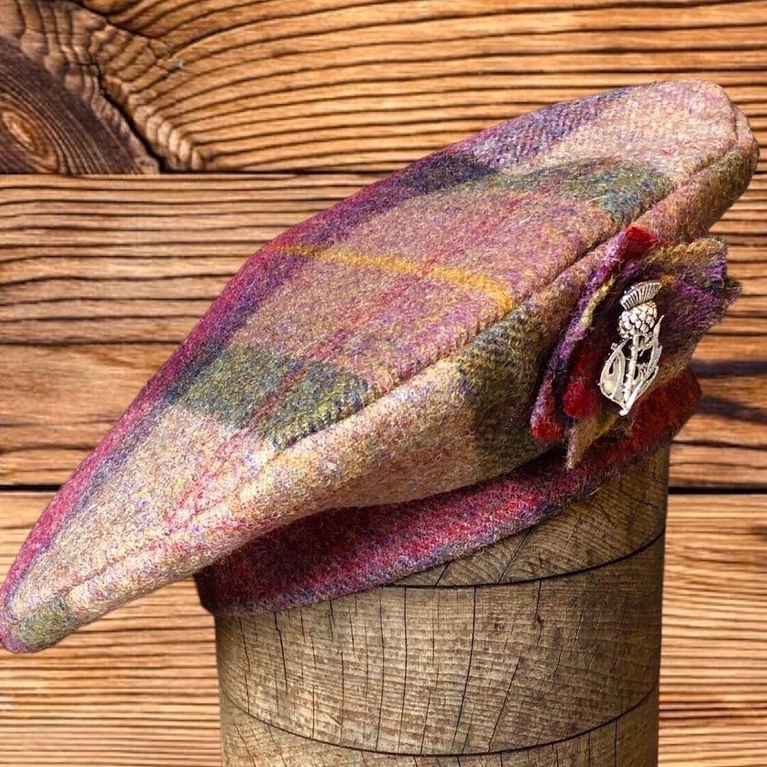 Tweed Beret Tam 0' Shanter, Celtic Hat, Tartan Beret, Highlander Tam ...