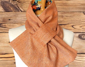 Houndstooth Check Scarf, Neck Wrap, Neck Warmer, Neck Gaiter, Beige ...