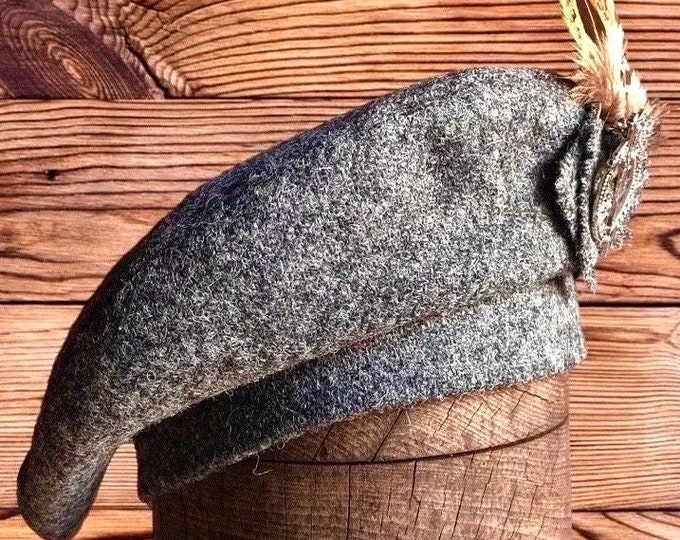 Harris Tweed Grey Beret, Tam 0' Shanter, Balmoral Highlander Tam, Men's ...
