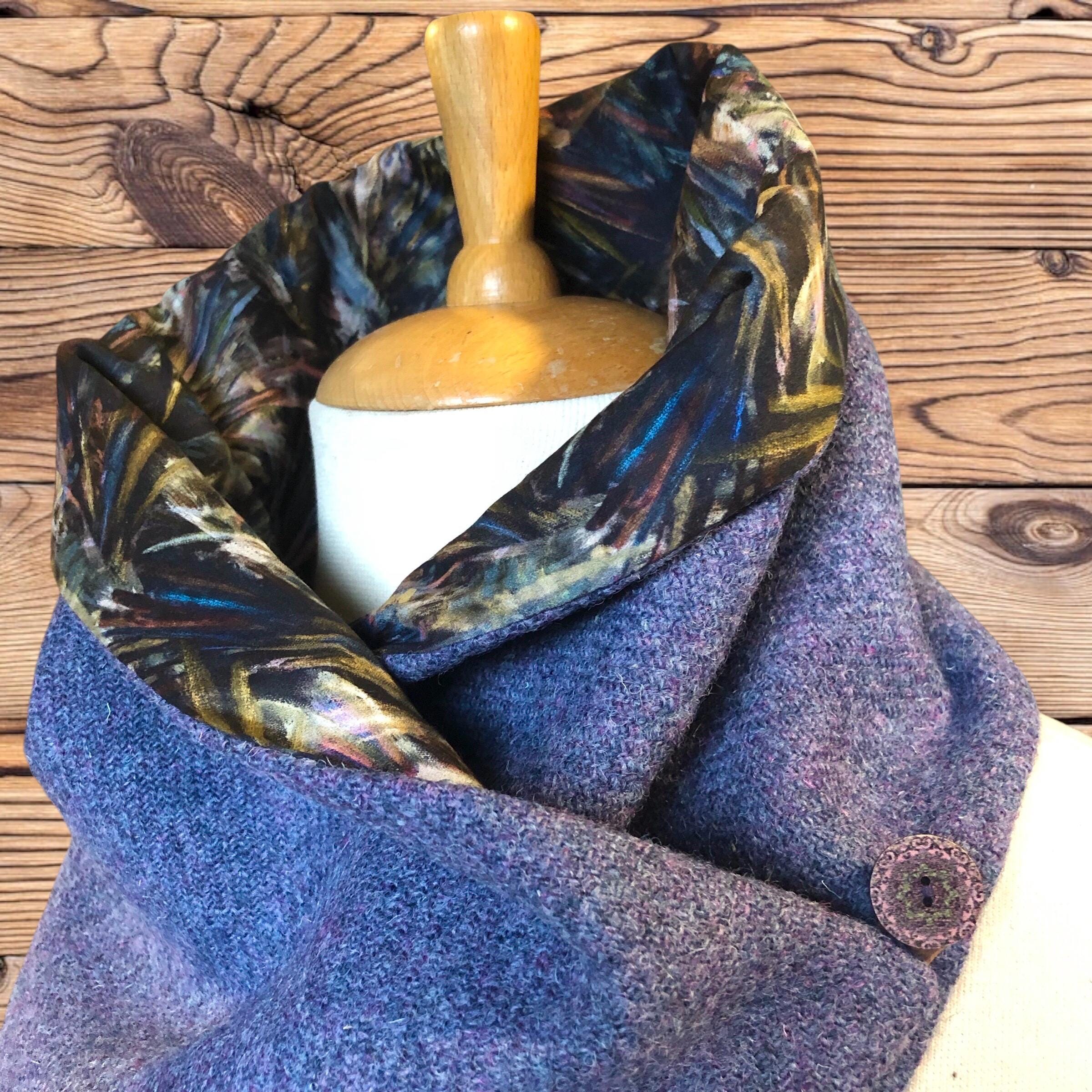 Harris Tweed® Scottish Lilac Wool Tweed Scarf, Cowl, Neck Warmer, Neck ...