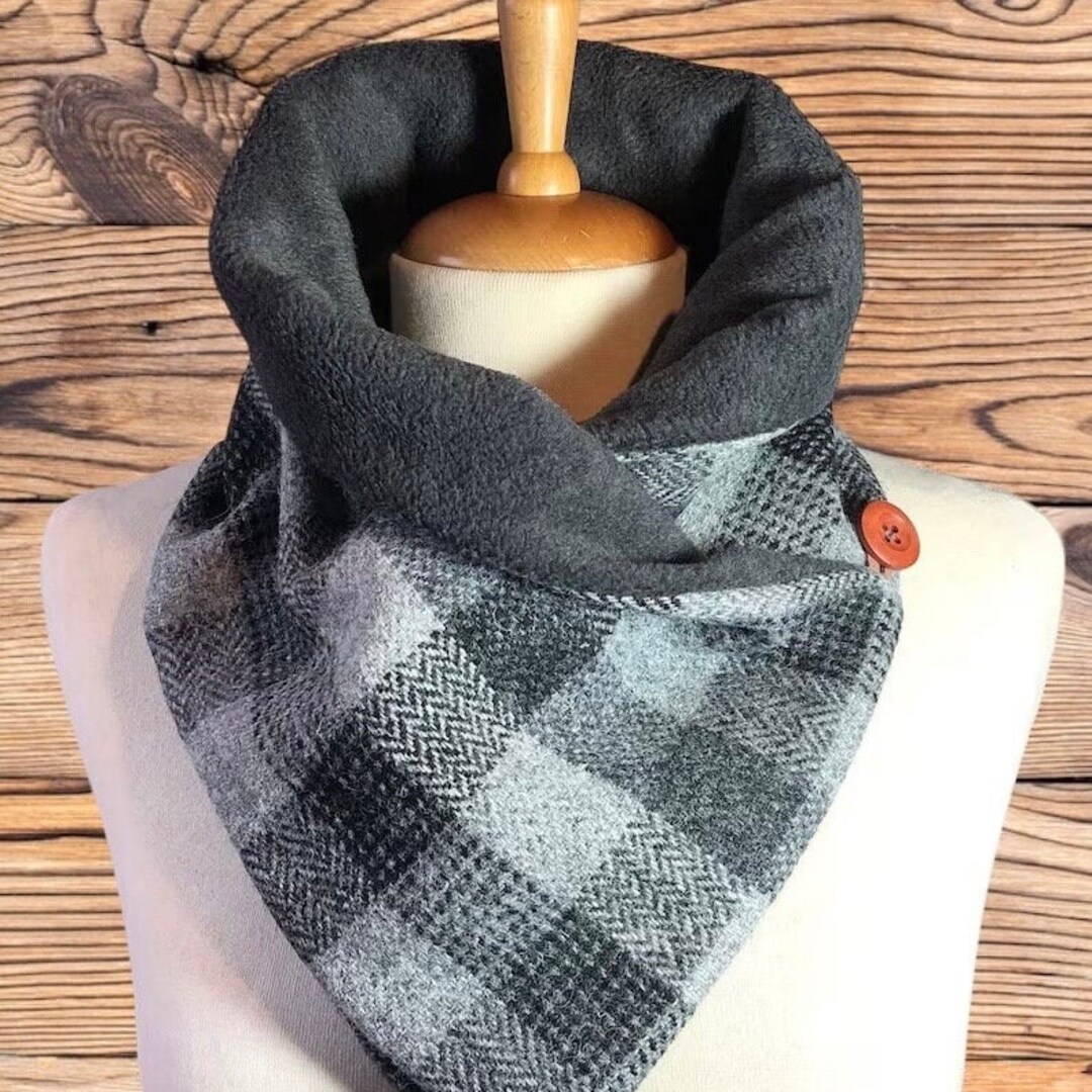 Harris Tweed Scottish 100% Wool Tweed Scarf, Cowl, Neck Warmer, Grey ...