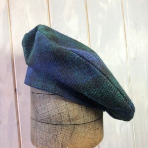 Harris Tweed® Beret, Tam 0' Shanter, Black Watch Tartan Harris Tweed ...