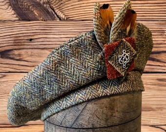 Tweed Beret Tam 0' Shanter, Celtic Hat, Burnt Orange Tweed Beret ...