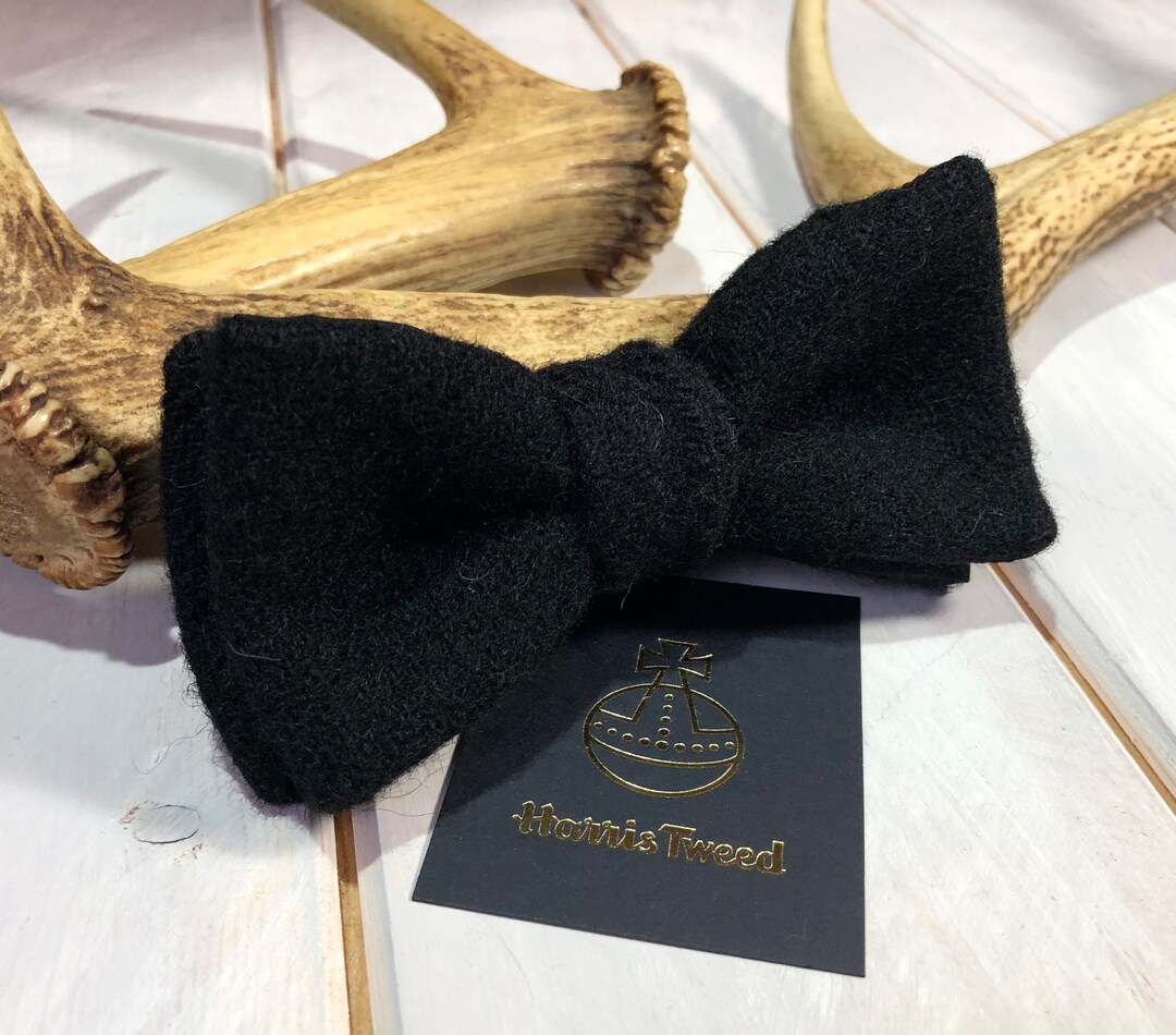 Harris Tweed® Bow Tie. Black Bow Tie. Black Tweed Bow Tie. Wedding Tie ...