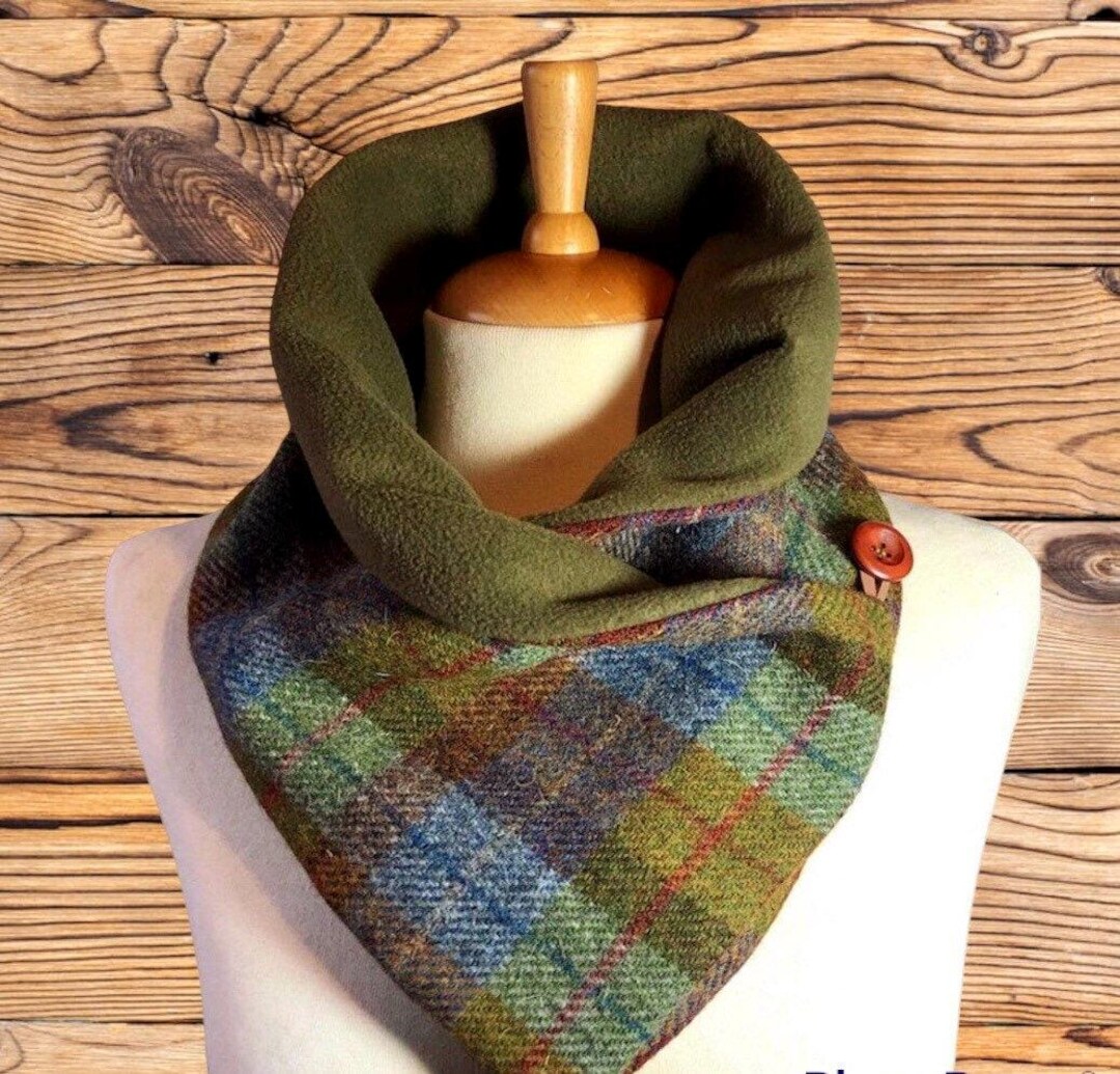 Harris Tweed® Scottish Pure Wool Tweed Tartan Scarf, Cowl, Neck Warmer ...