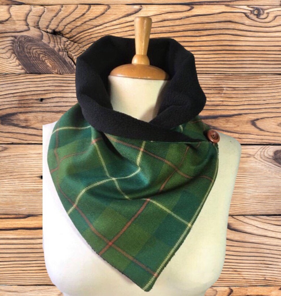 Scottish Green Tartan Scarf, Pure Wool Tartan Cowl, Green Plaid Scarf ...