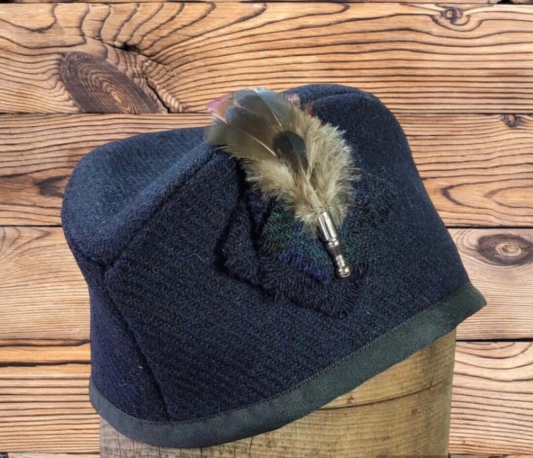 Harris Tweed® Glengarry, Highland Tam, Blue Glengarry, Scottish Bonnet ...