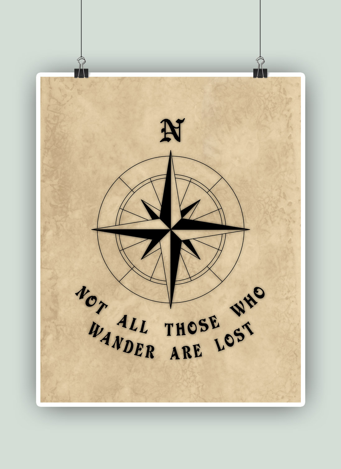 Nautical Art, Adventure Art, Compass Print, Wind Rose Poster, Quote ...