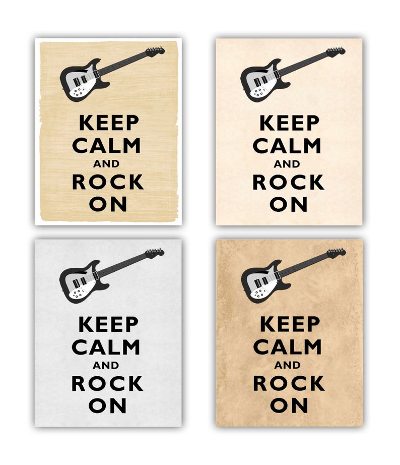 Keep Calm Art Keep Calm Print Keep calm rock on Guitar | Etsy