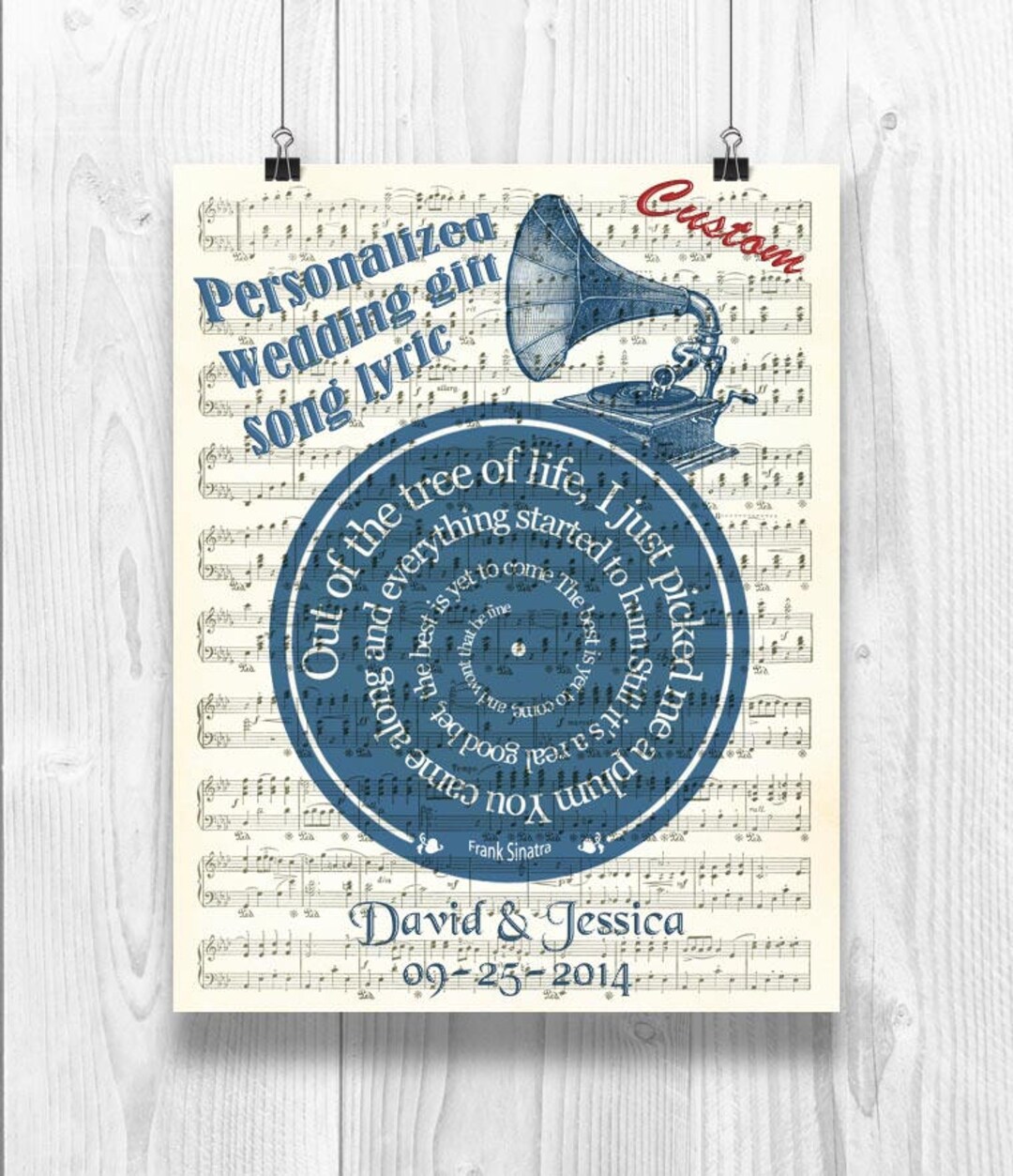 Wedding Song Print, Personalized Lyric Song, Wedding Song Art, Wedding ...