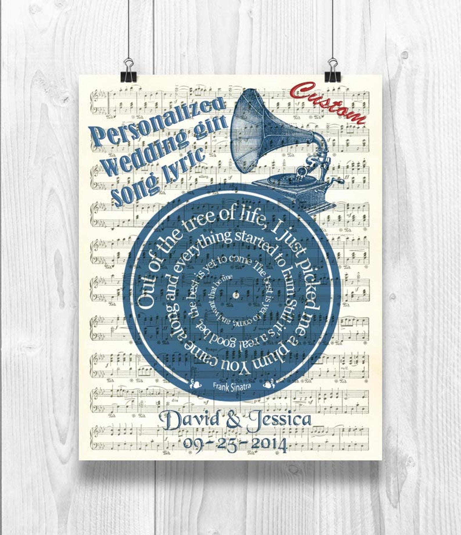 Wedding Song Print, Personalized Lyric Song, Wedding Song Art, Wedding ...