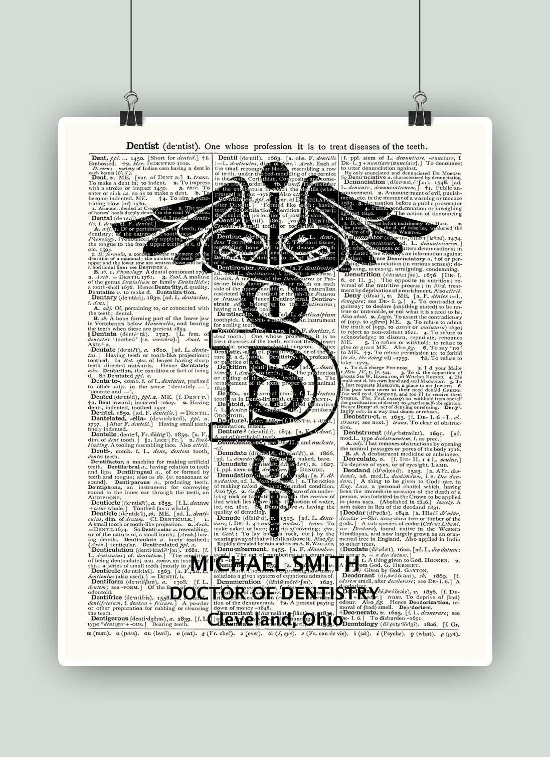 Doctor of Dentistry Art, PERSONALIZED Dentist Print, Dentist Gift ...