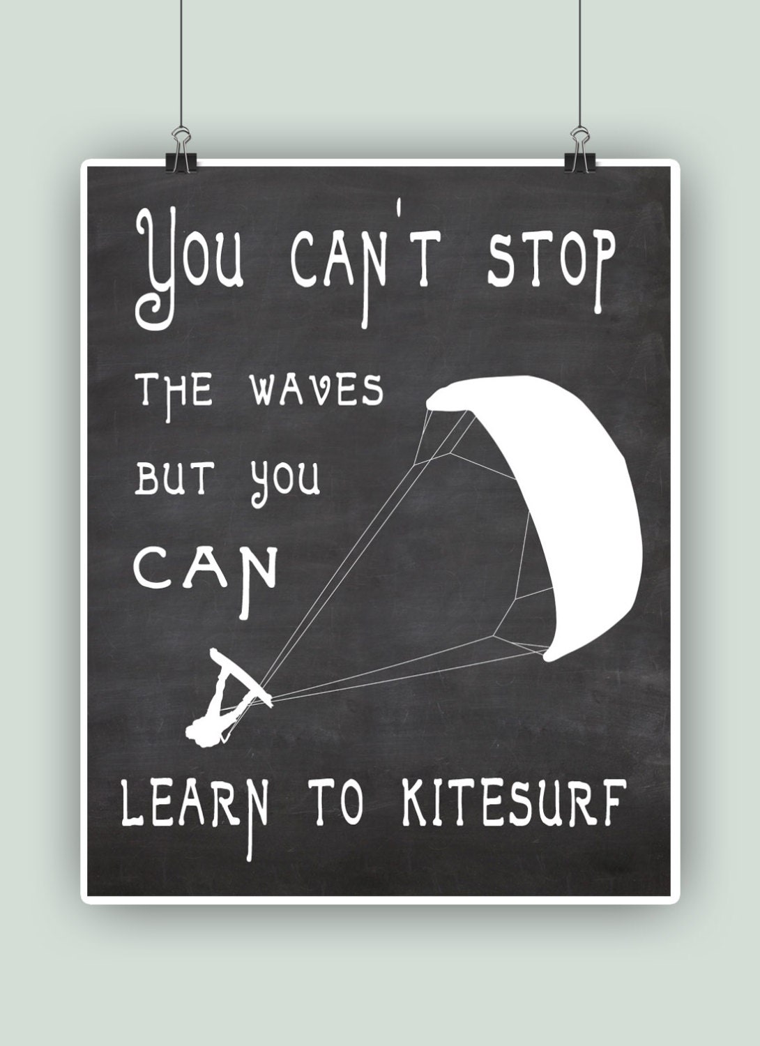 Kitesurfing Art Print, Kite Surfer Gift, Kitesurf Decor, You Can't Stop ...