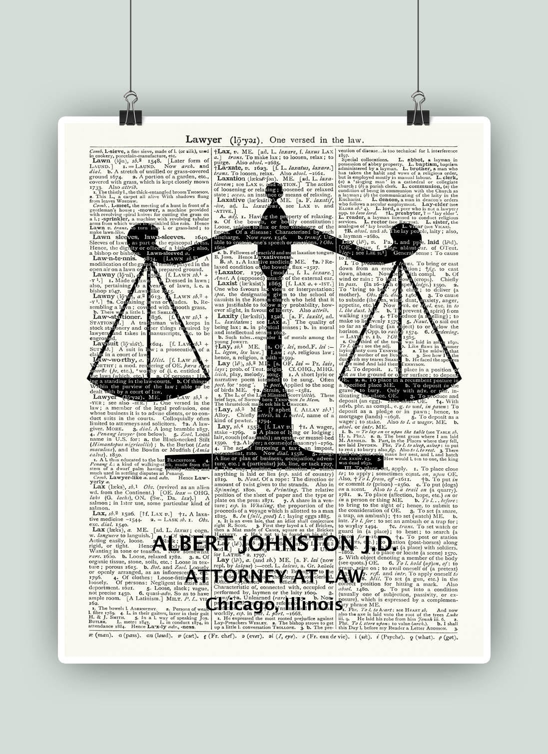 Attorney at Law, PERSONALIZED Lawyer Print, Jurist Art, Gift for Lawyer ...