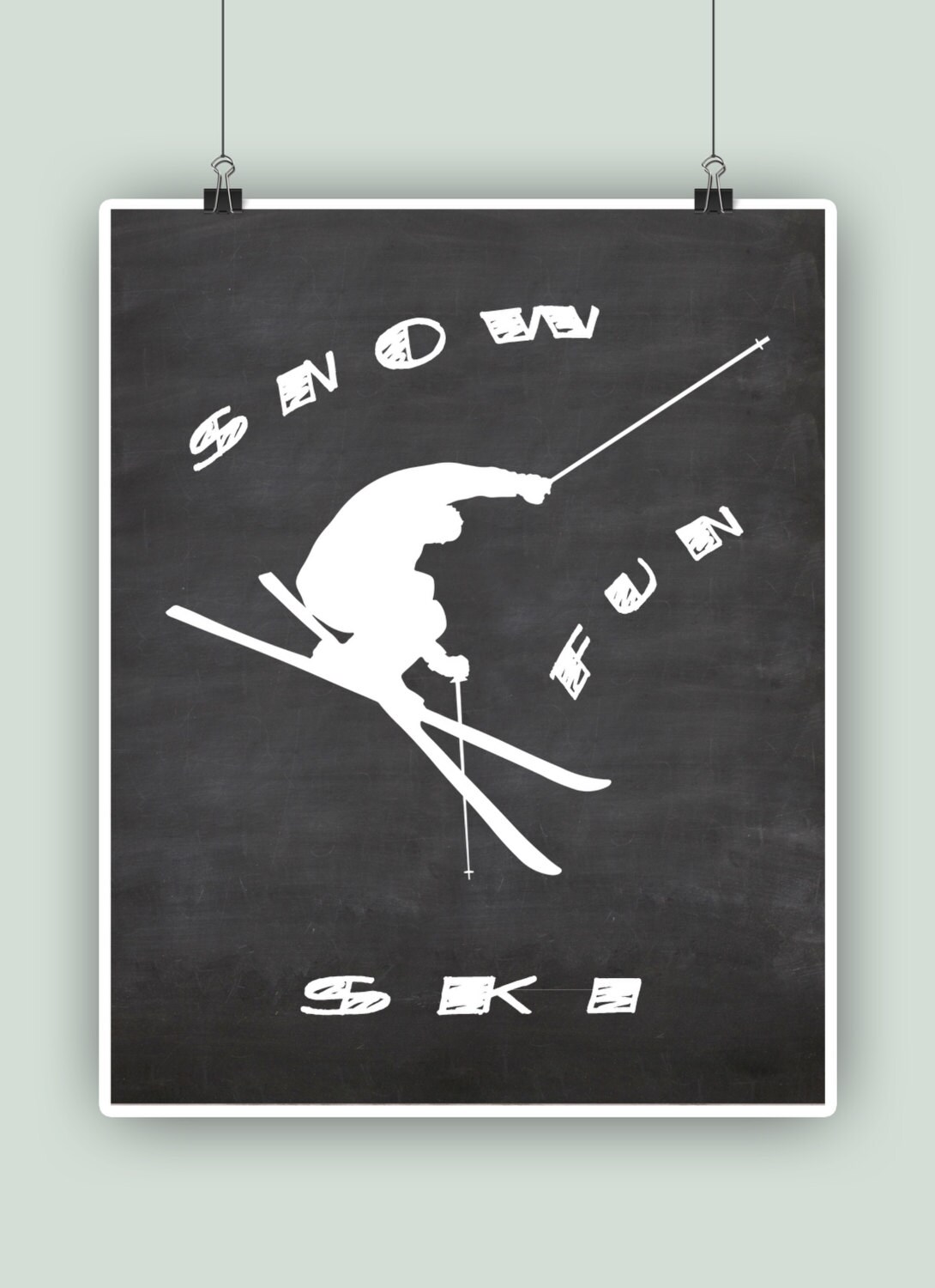 Ski Art, Snow-fun-ski, Ski Poster, Adventure Poster, Skiing Print ...