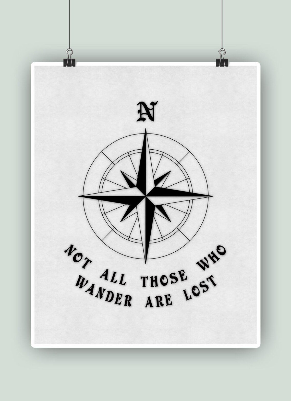 Nautical Art, Adventure Art, Compass Print, Wind Rose Poster, Quote ...