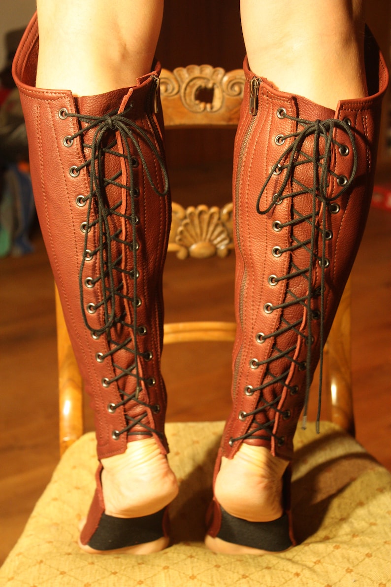 Overknee Aerial Boots With Zipper Leather Trapeze Boots Aerial - Etsy