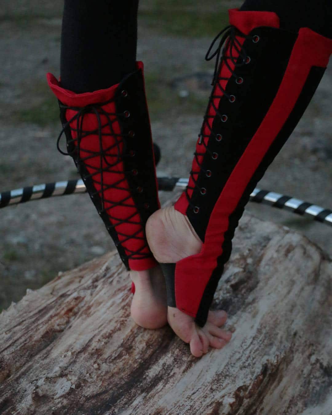 Aerial Boots by VENAKI Red & Black Long - Etsy