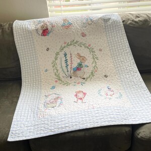 Peter Rabbit Baby Quilt/ Light Blue Peter Rabbit Quilt/46x35 - Etsy