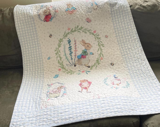 Peter Rabbit Baby Quilt/ Light Blue Peter Rabbit Quilt/46”x35” - Etsy