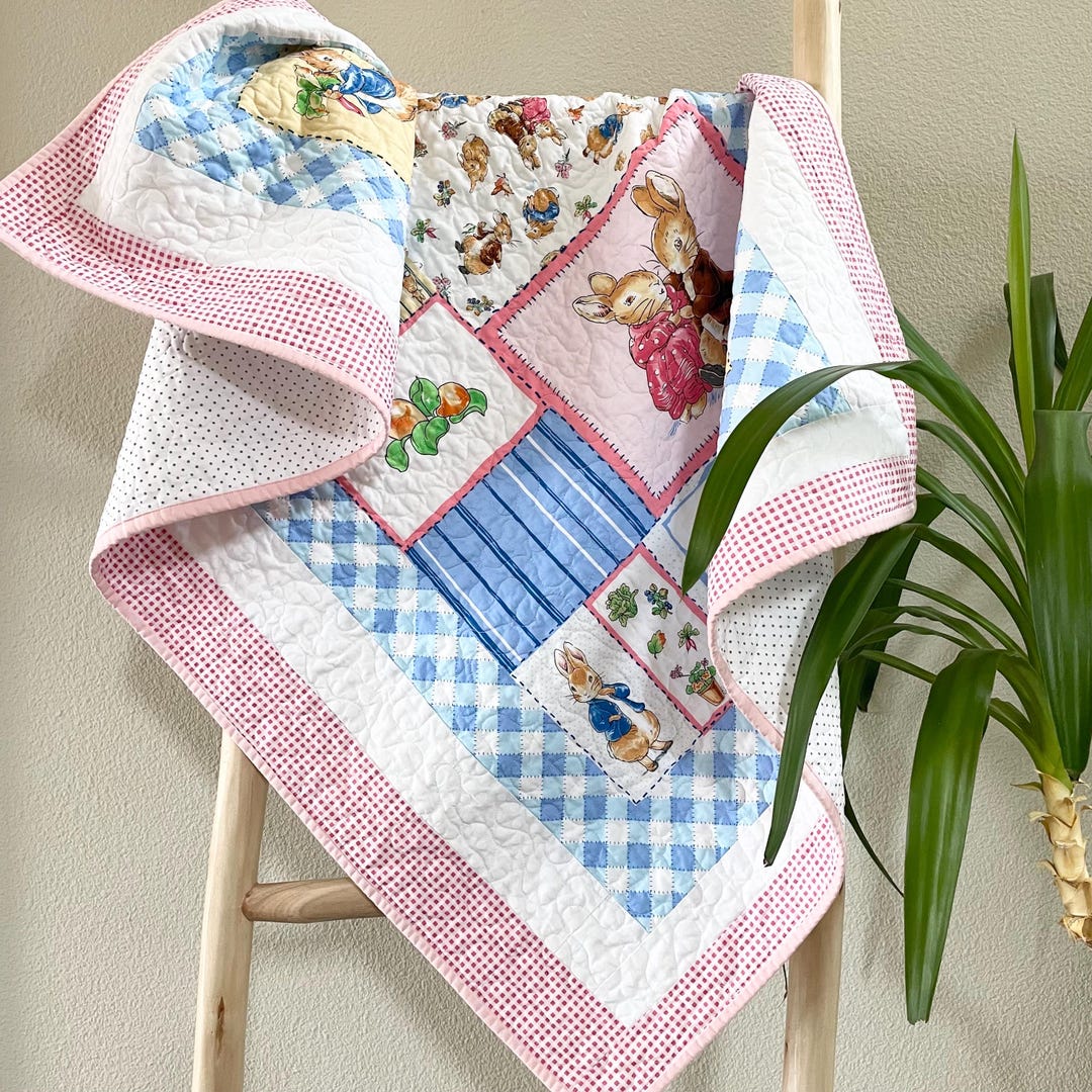 Peter Rabbit Panel Baby Quilt/ Patchwork Frame Peter Rabbit Quilt ...