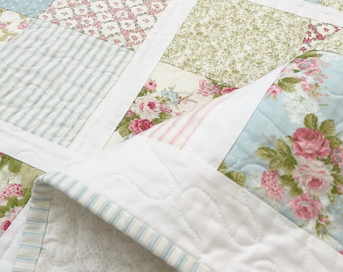 Patchwork Baby Quilt/ Small Lap Quilt/ Patchwork Quilt/cottage Linen ...