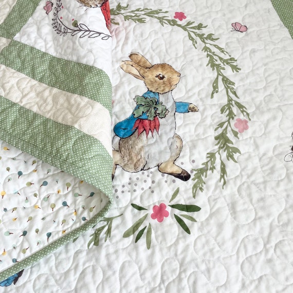 Peter Rabbit Baby Quilt/ Peter Rabbit Crib Quilt/ Green and | Etsy