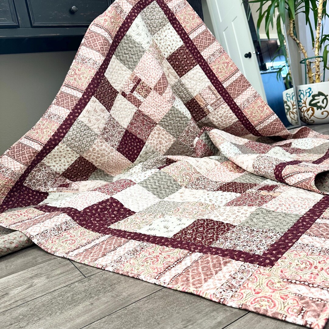 Cottagecore Patchwork Quilt: Terracotta Cotton Quilt (72”x63”) - Etsy