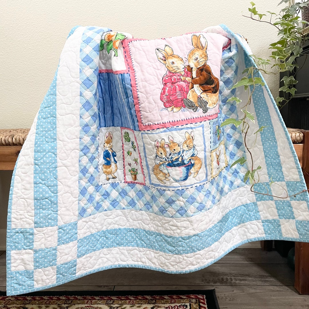 Peter Rabbit Baby Quilt/ Peter Rabbit Panel Quilt/gender Neutral Crib ...