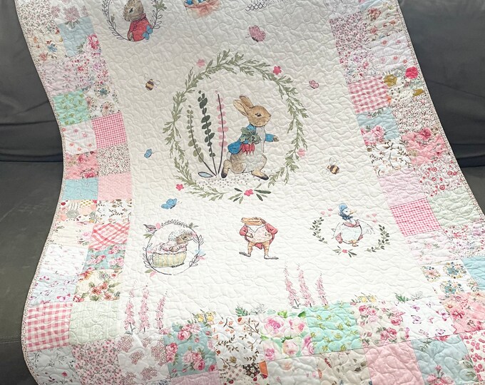 Peter Rabbit Patchwork Baby Quilt/peter Rabbit in Flower Field/53x36 ...
