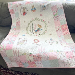 Peter Rabbit Patchwork Baby Quilt/peter Rabbit in Flower Field/55x37 - Etsy