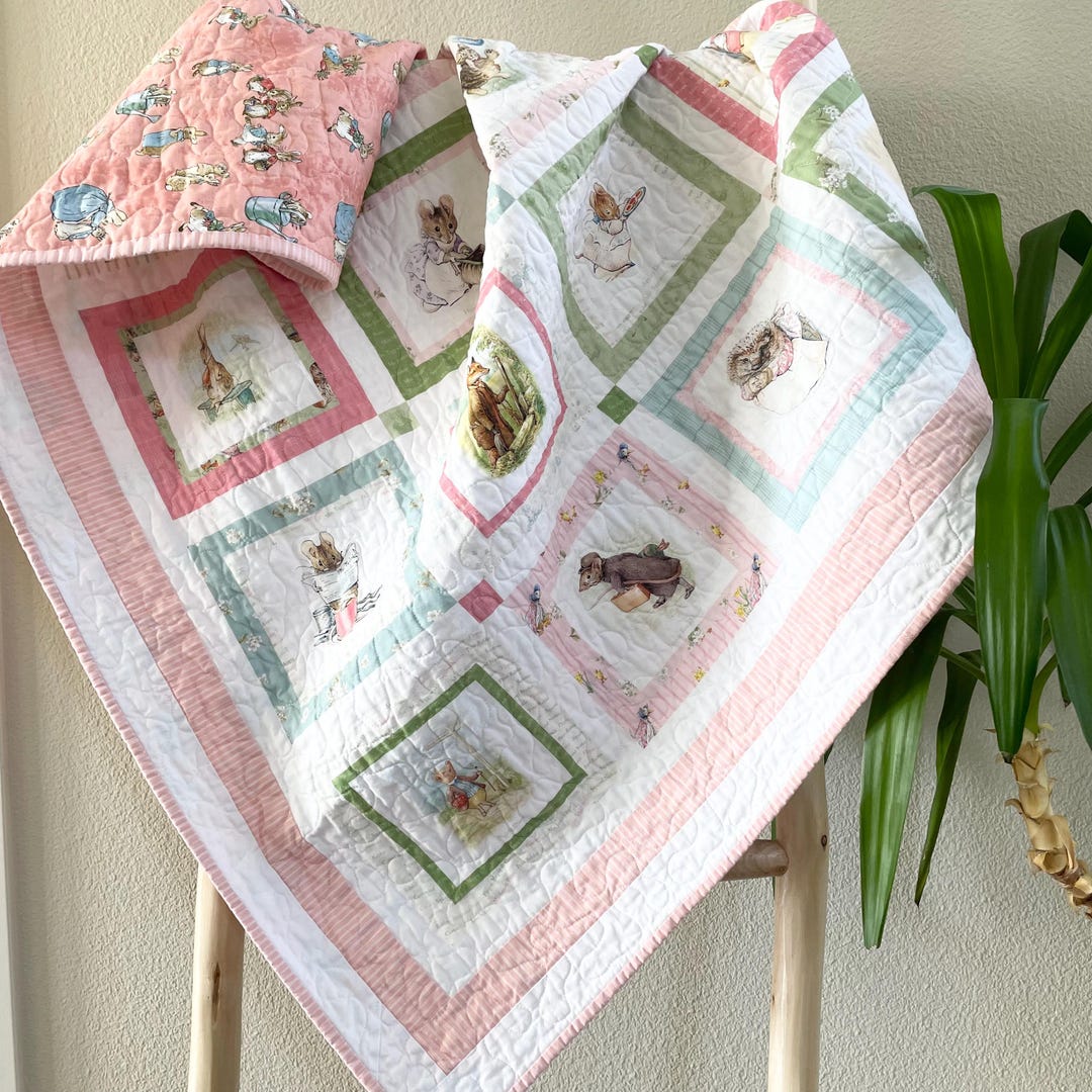 Peter Rabbit and Friends Panel Baby Quilt/ Cheater Patchwork Print/47 ...