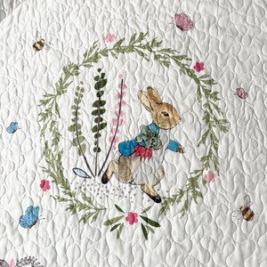 Peter Rabbit Baby Quilt/ Blue Patchwork Baby Quilt/ Ginghams and Dots ...