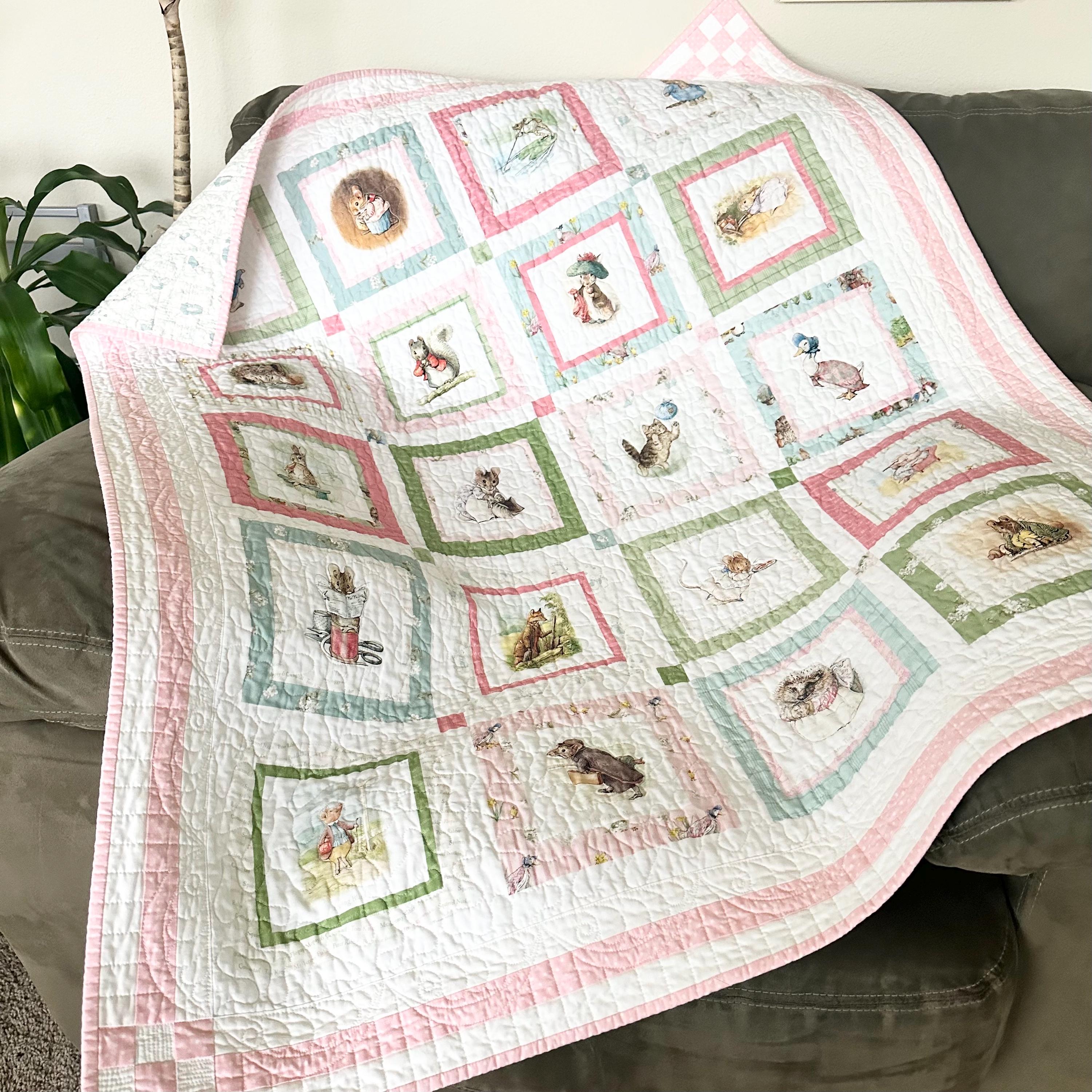 Peter Rabbit Panel Baby Quilt: Handmade Cotton Patchwork Print, 47" X ...