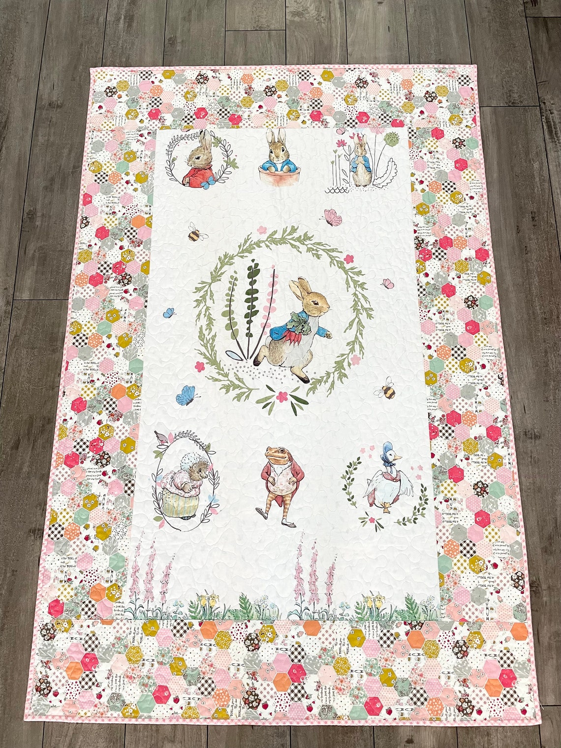 Peter Rabbit Baby Quilt/ Cheater Patchwork Print/53”x35” - Etsy