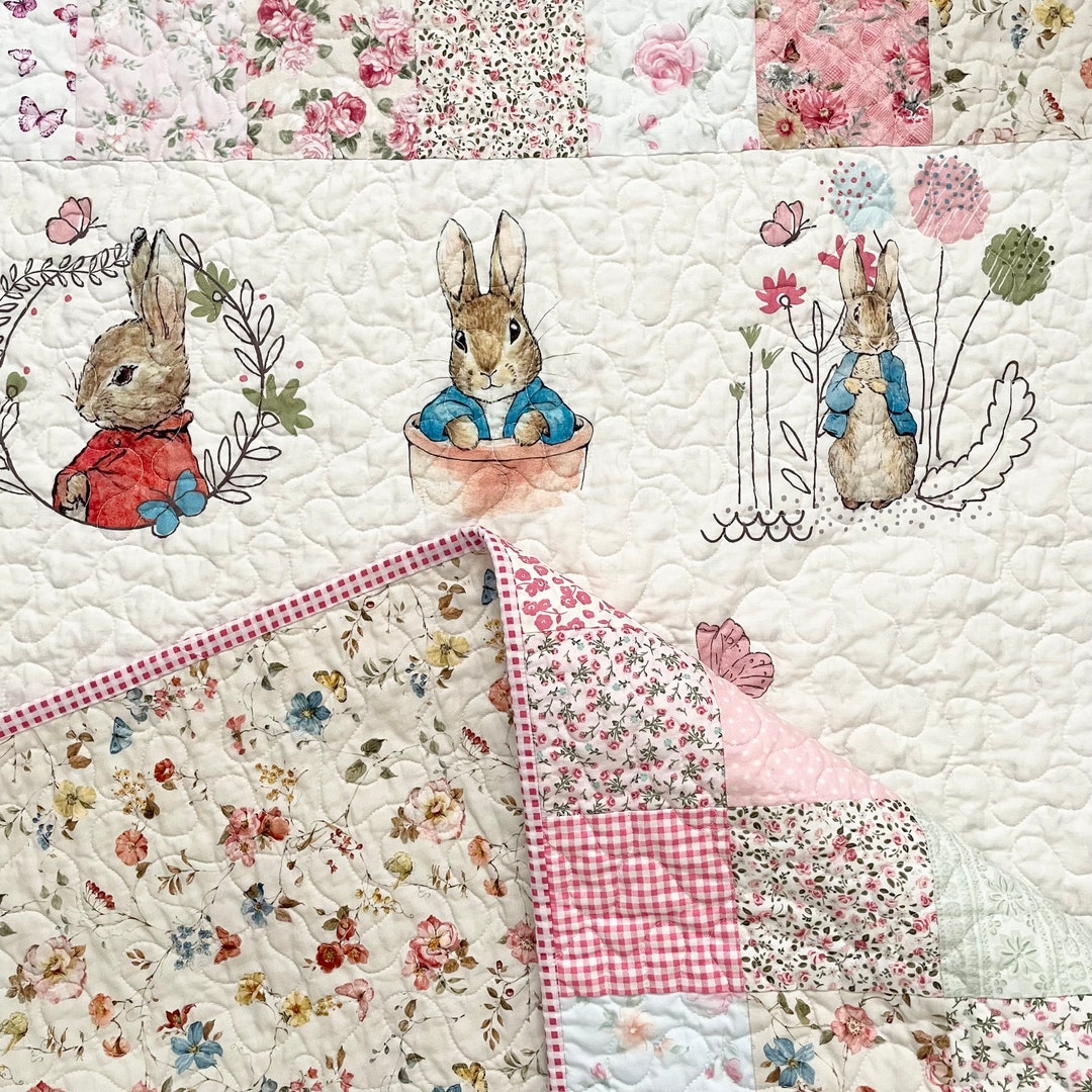 Peter Rabbit Patchwork Baby Quilt/peter Rabbit in Flower Field/53”x36 ...