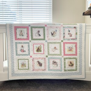 Peter Rabbit and Friends Panel Baby Quilt/ Double Sided Peter Rabbit ...
