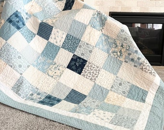 Blue Patchwork Quilt - Etsy