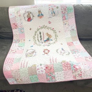 Peter Rabbit Patchwork Baby Quilt/peter Rabbit in Flower Field/53x36 ...